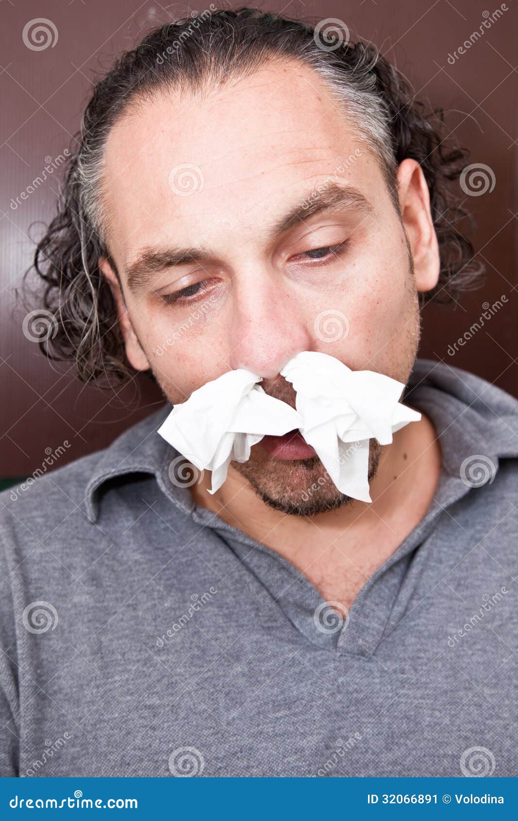 Guy with a runny nose stock image. Image of discomfort - 32066891