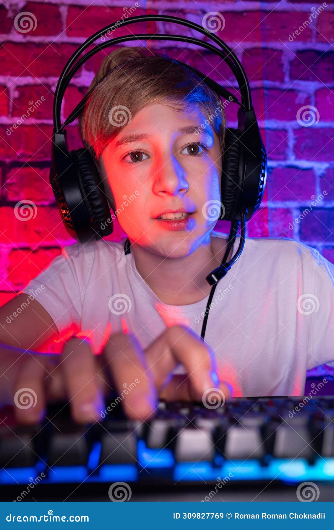 Guy S a Gamer in Front of the Computer. a Gamer Boy Plays Computer ...