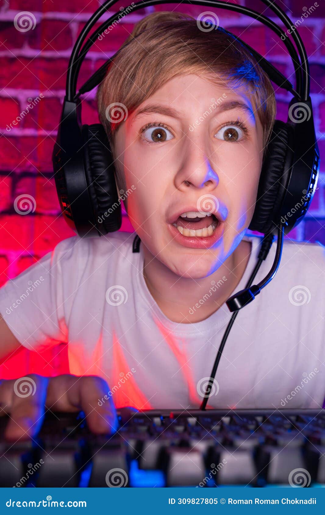 Guy S a Gamer in Front of the Computer. a Gamer Boy Plays Computer ...