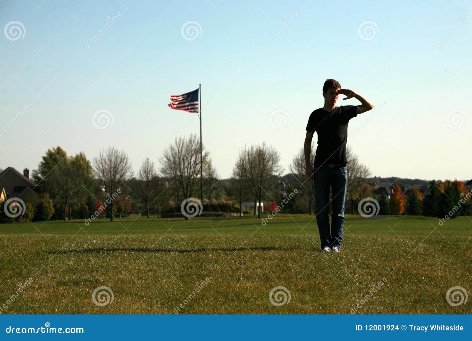 Guy Saluting Next To American Flag Stock Photo - Image of natural, flag ...