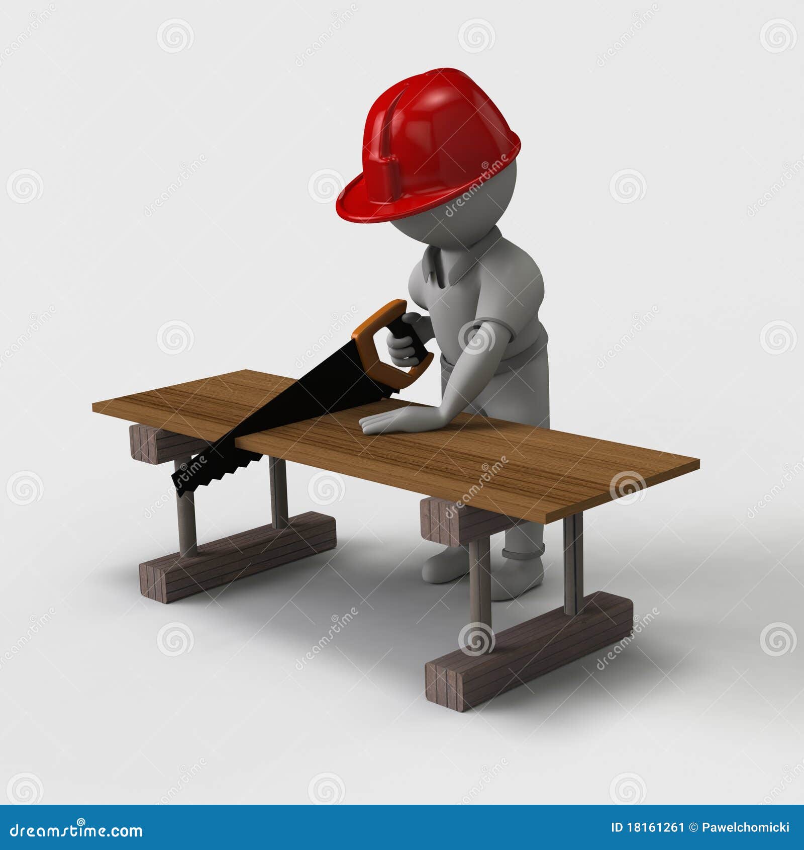 Guy with a Saw - Right Side Stock Illustration - Illustration of table ...