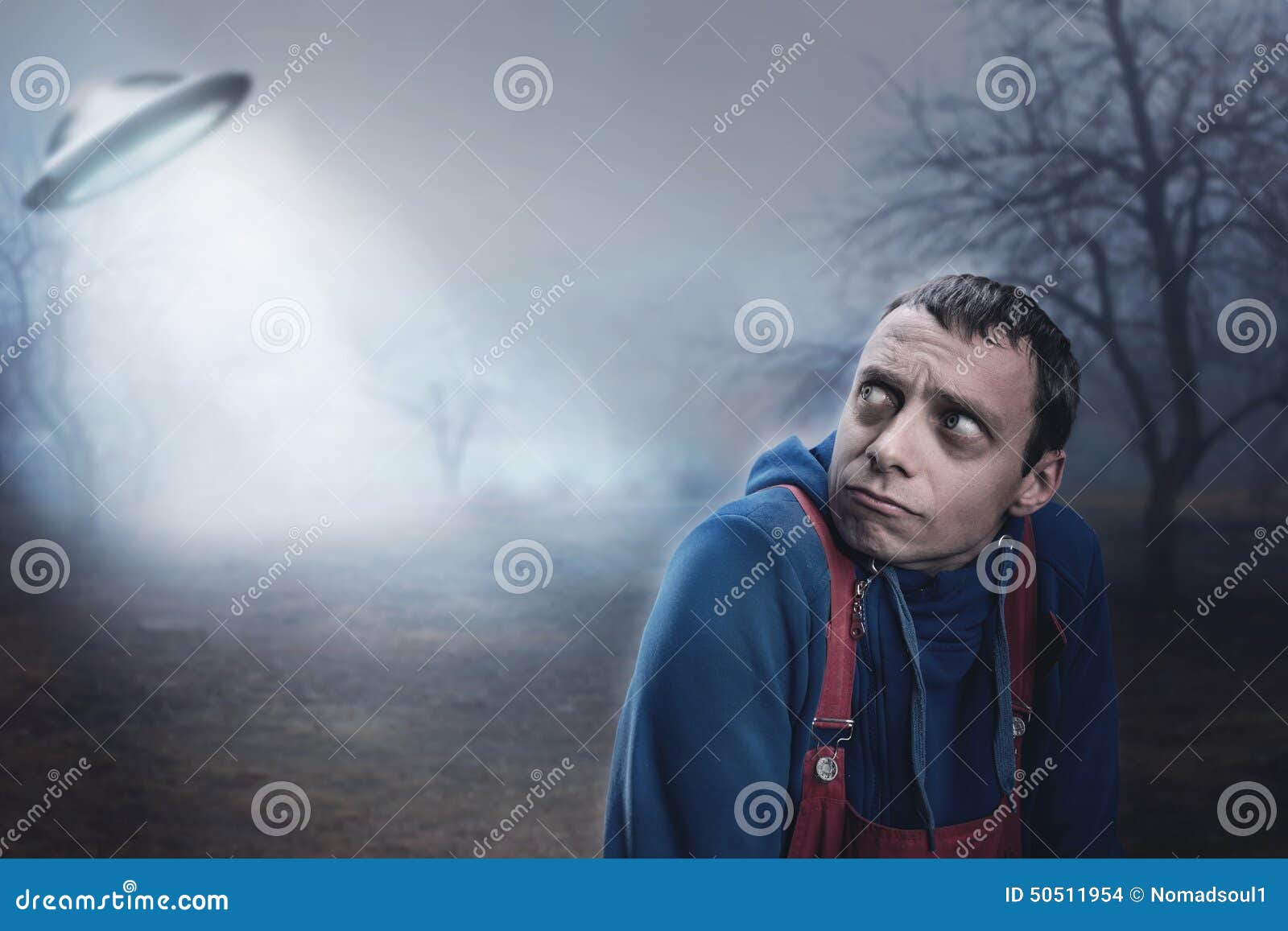 Guy scared by UFO stock photo. Image of face, distrustful - 50511954