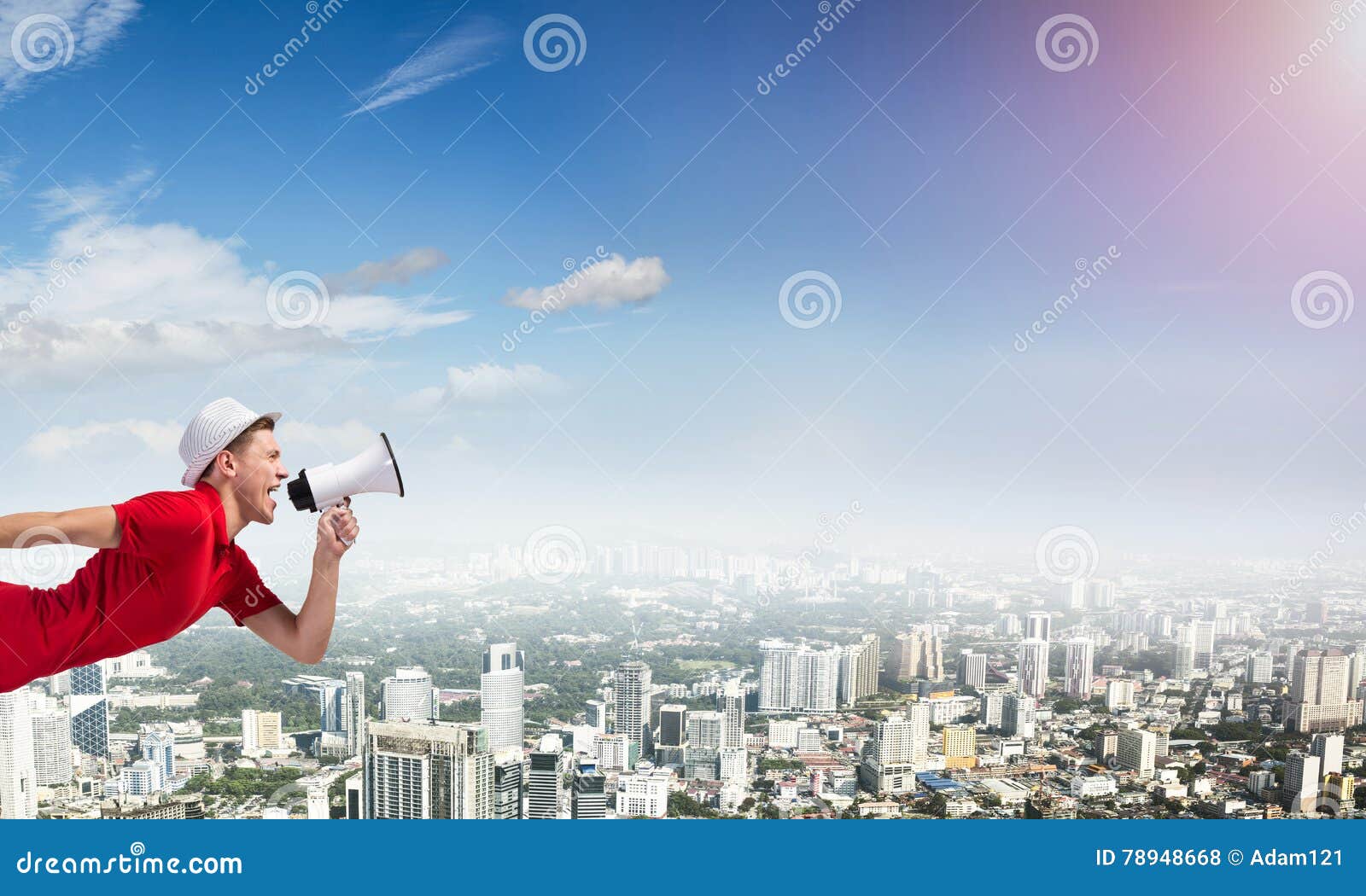 Guy Screaming in Loudspeaker Stock Photo - Image of city, announcement ...