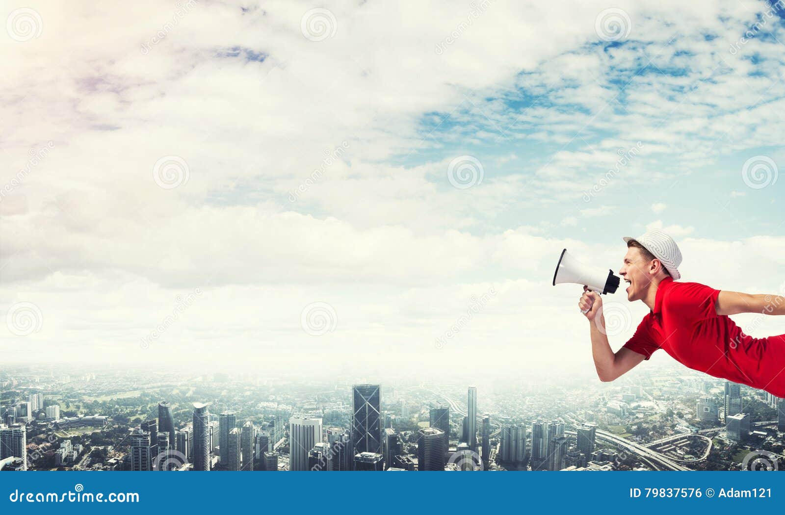 Guy Screaming in Loudspeaker Stock Photo - Image of male, public: 79837576
