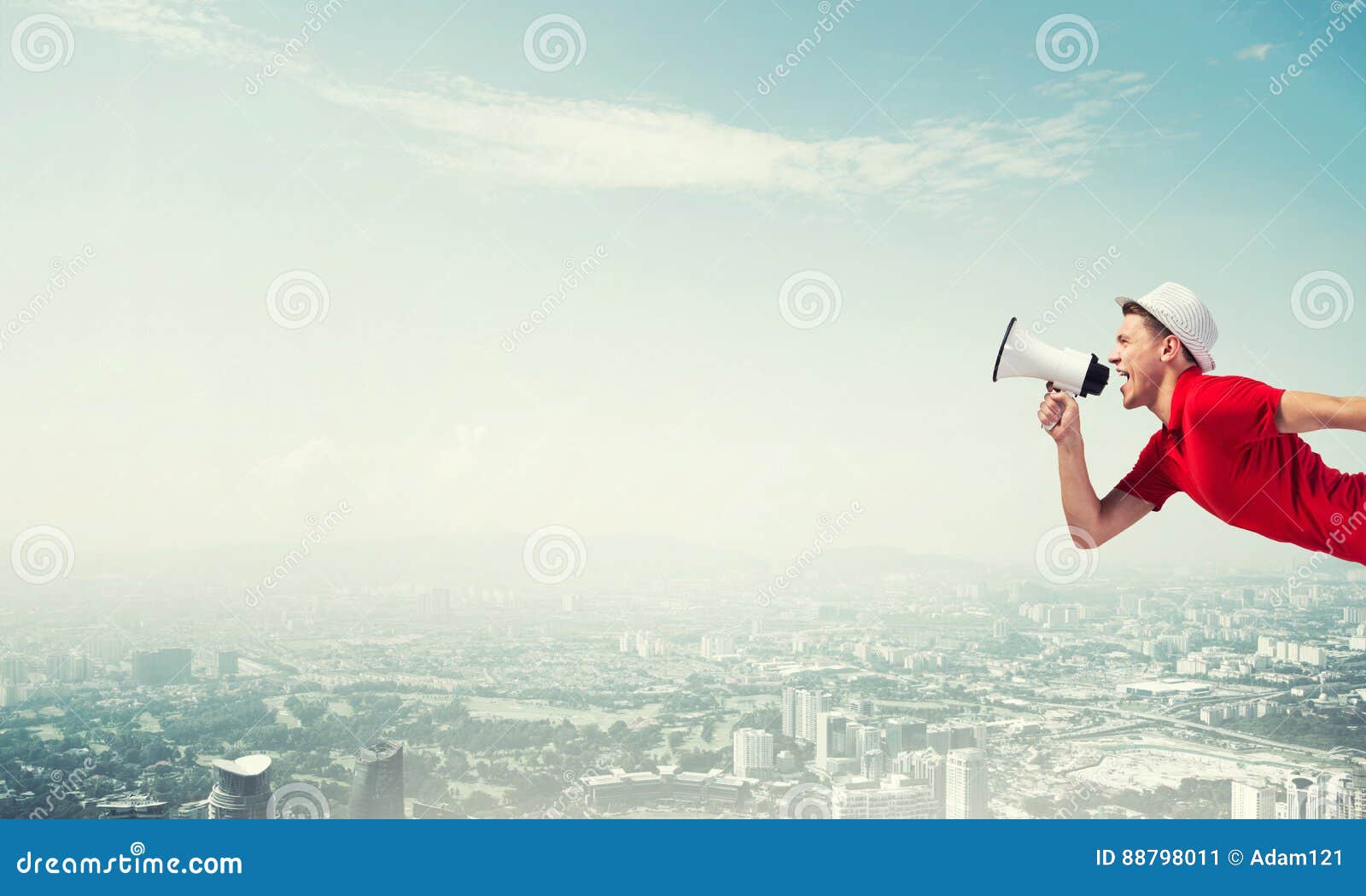 Guy Screaming in Loudspeaker Stock Image - Image of colorful ...