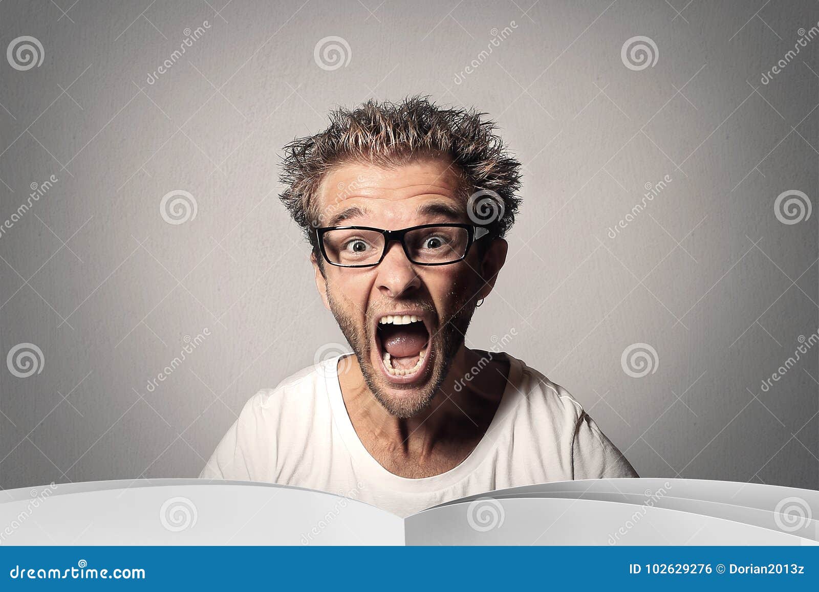Guy is screaming stock photo. Image of hair, surprise - 102629276