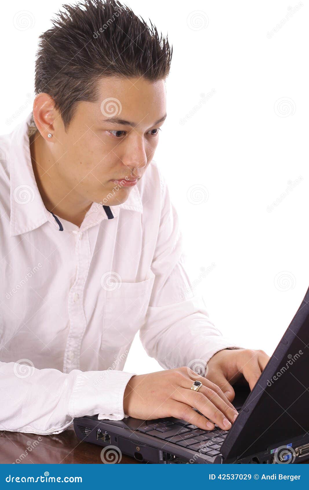 Guy sending emails stock image. Image of adult, happiness - 42537029