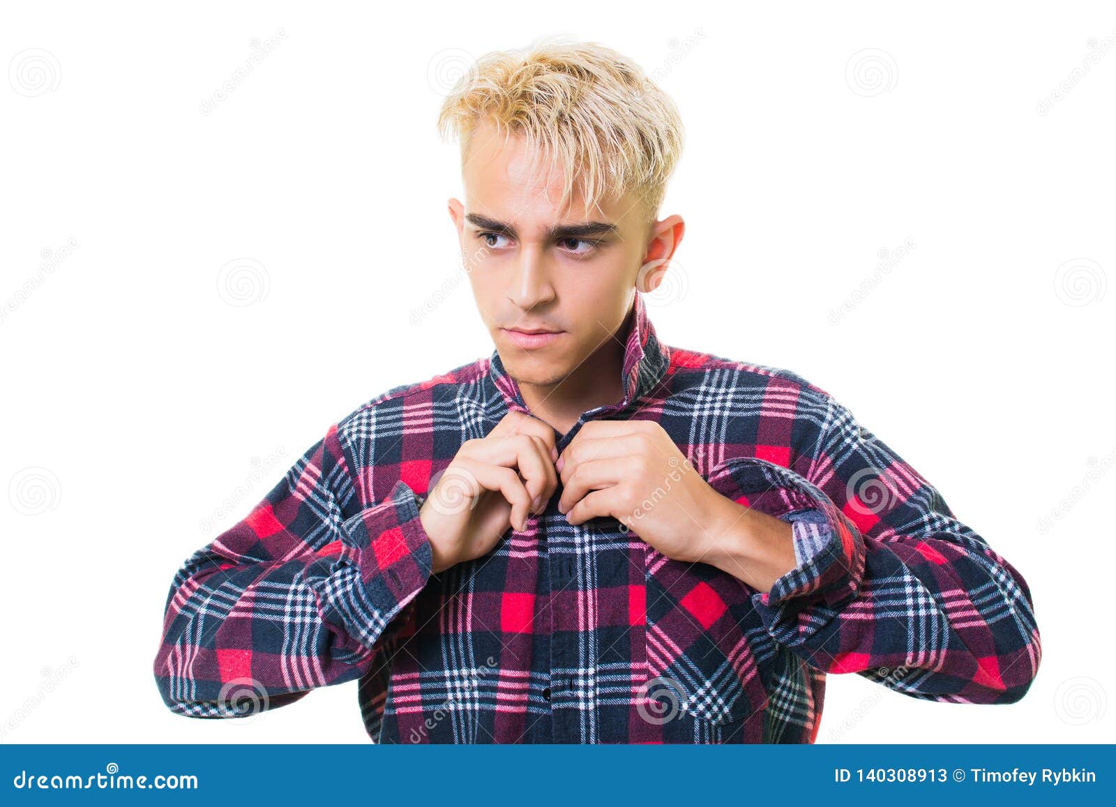 The Guy in the Shirt Fastens the Buttons Stock Image - Image of adult ...