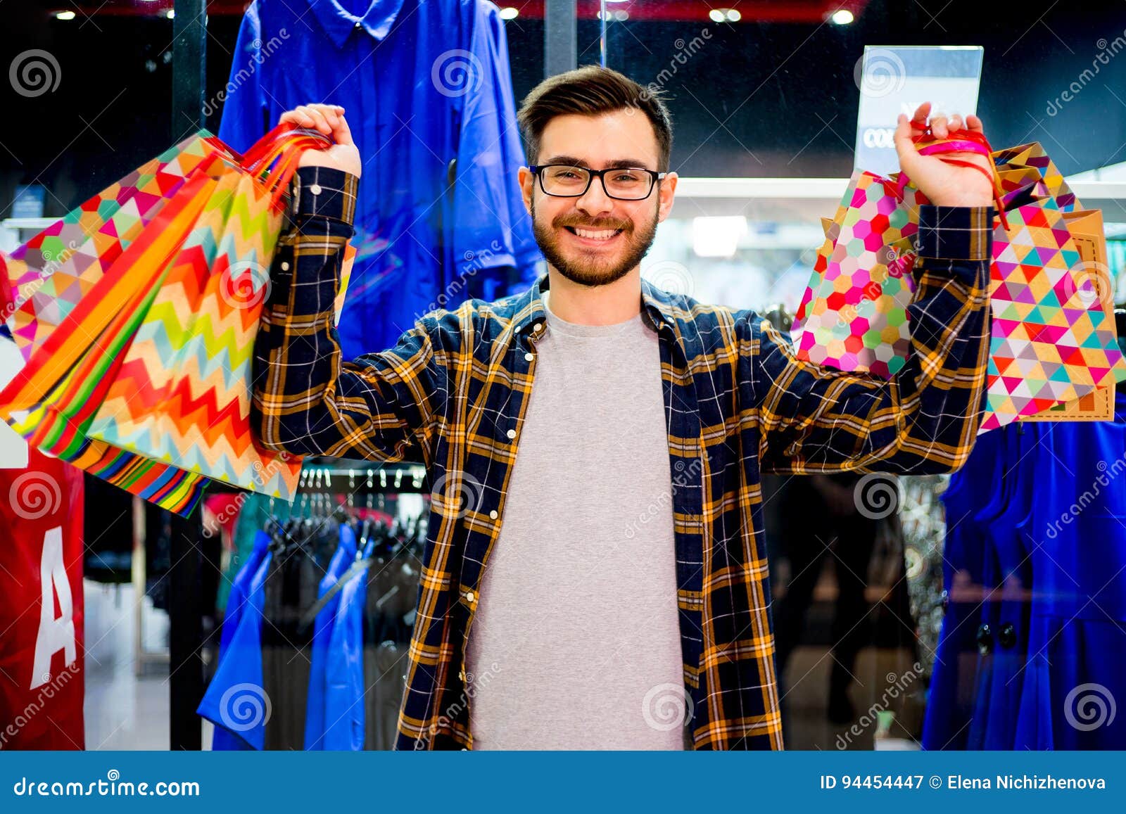 Guy shopping in a mall stock image. Image of shop, sale - 94454447