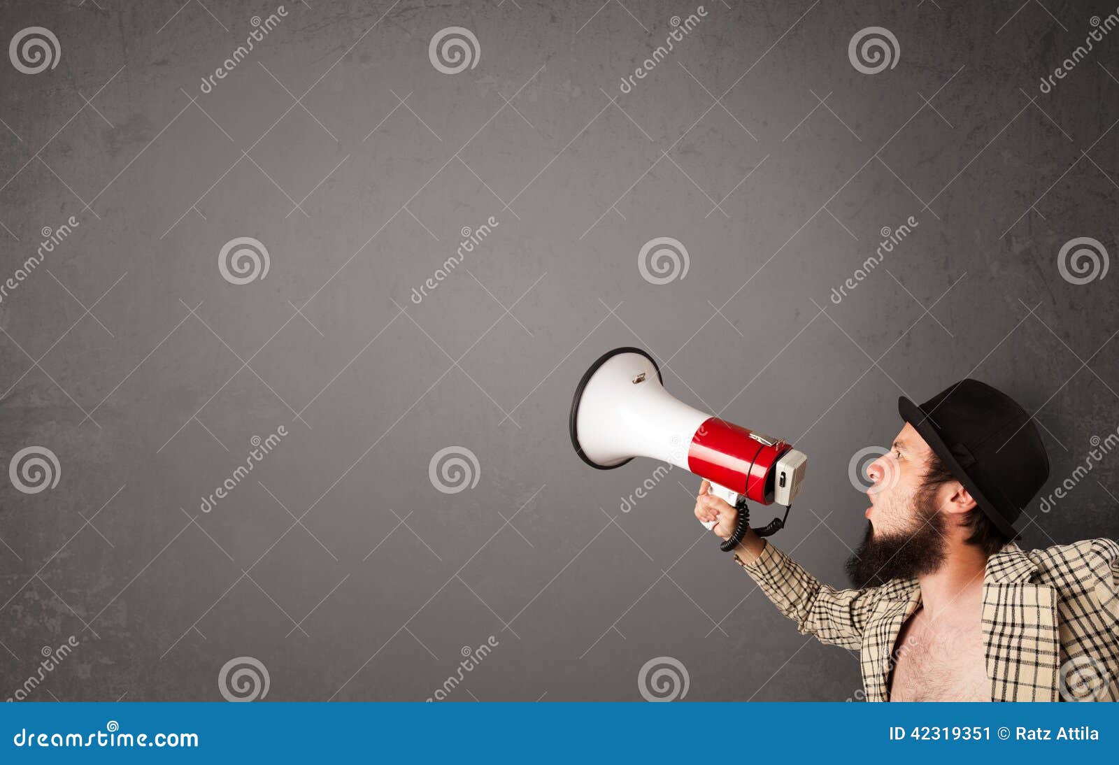 Guy Shouting into Megaphone Stock Image - Image of happy, advertisement ...