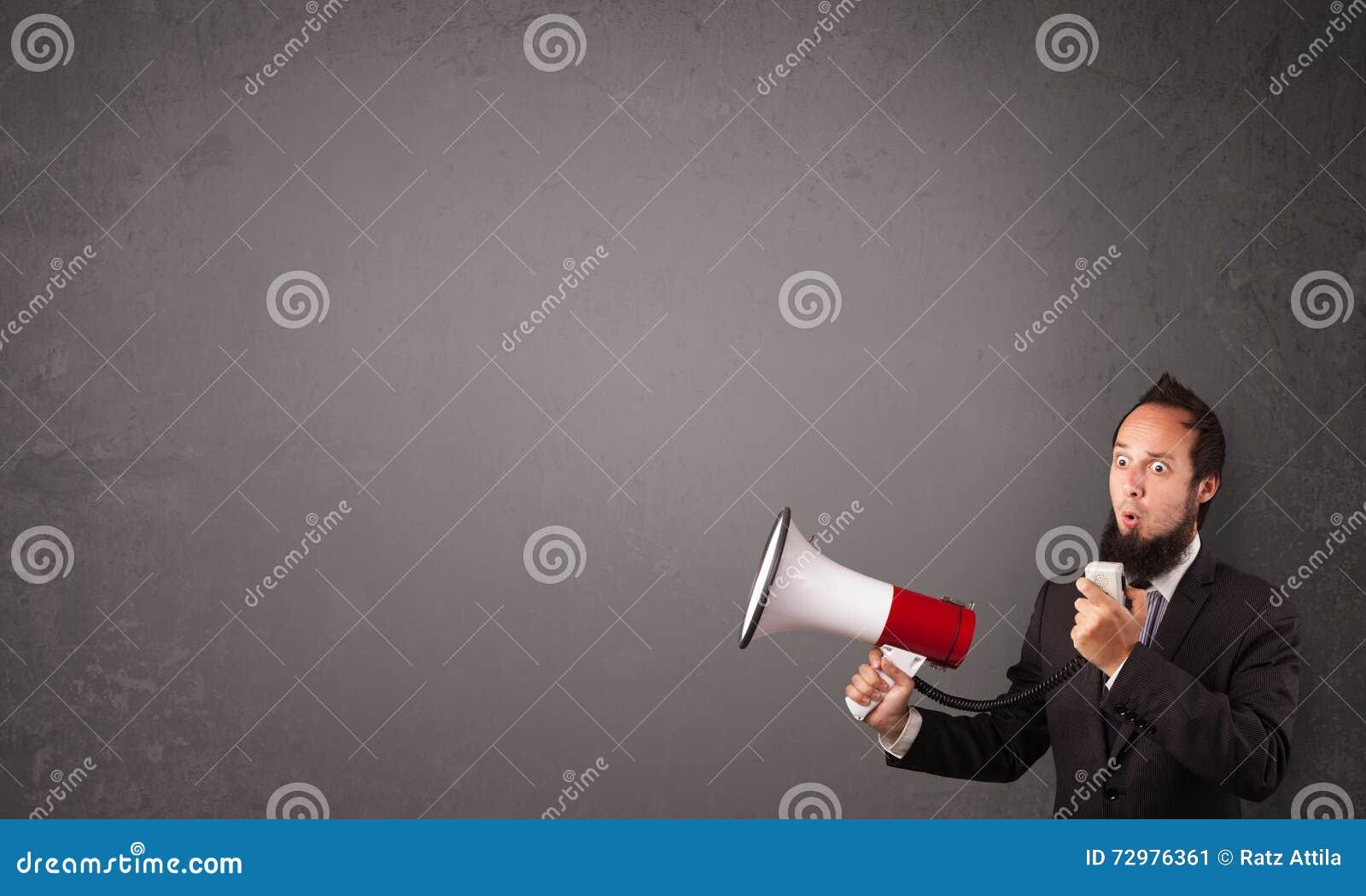 Guy Shouting into Megaphone on Copy Space Stock Image - Image of ...
