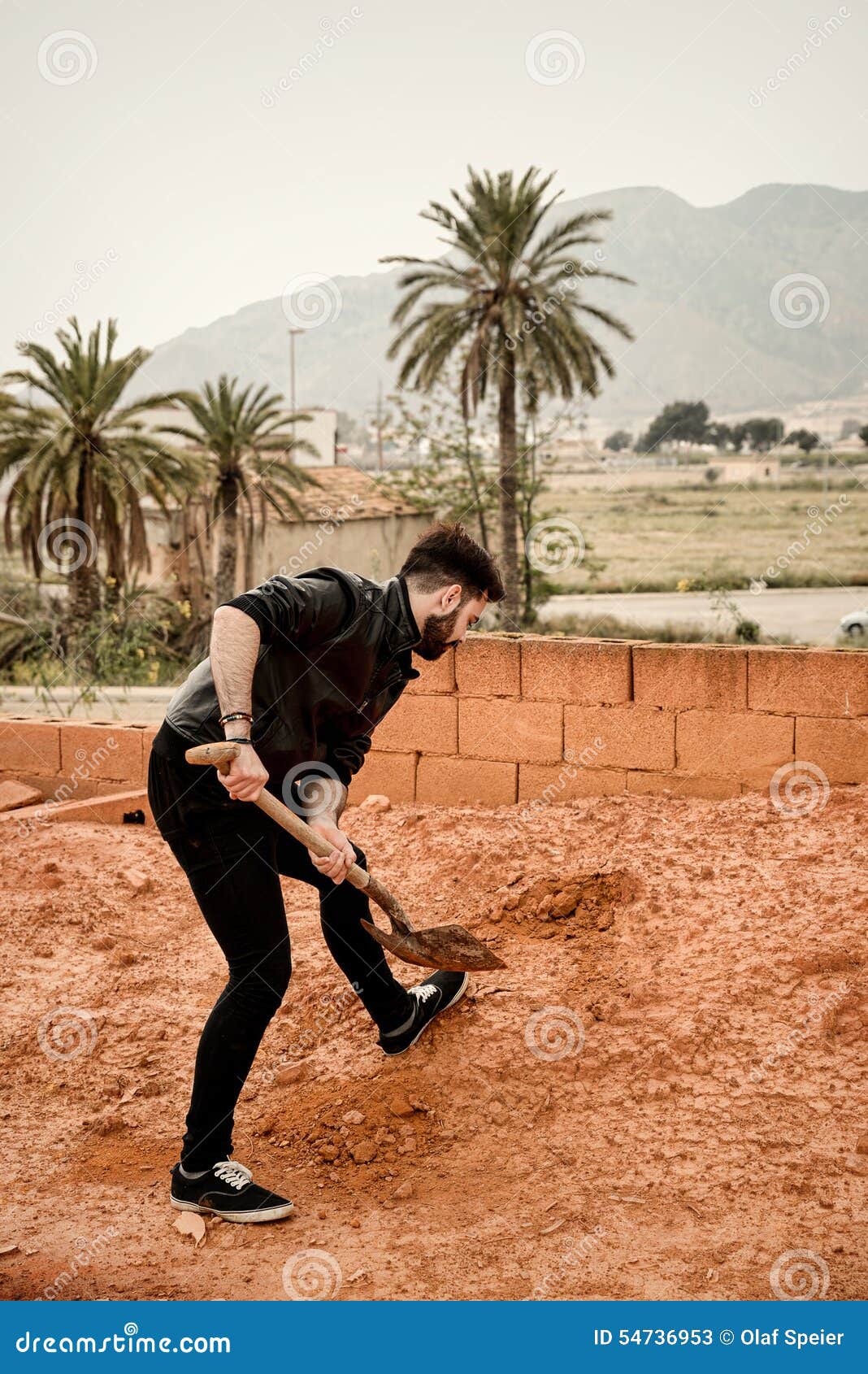 Guy with shovel stock image. Image of shovel, construction - 54736953