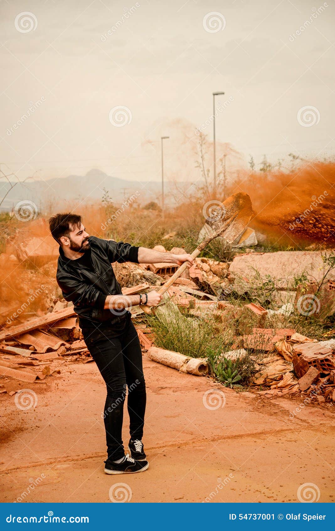 Guy with shovel stock image. Image of beard, male, dereclict - 54737001
