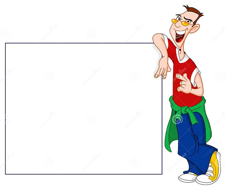 Guy with sign stock vector. Illustration of panel, information - 15453281