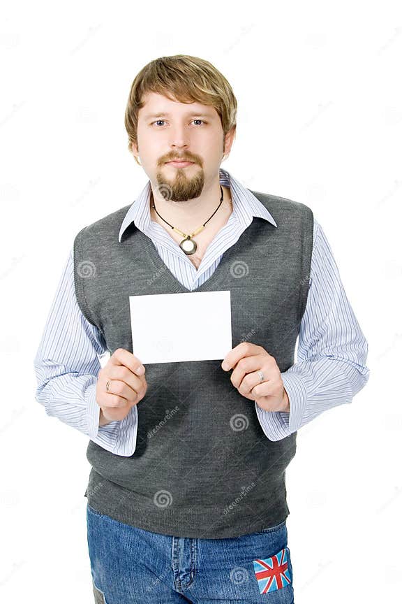 Guy with sign stock image. Image of handsome, adult, board - 1579209