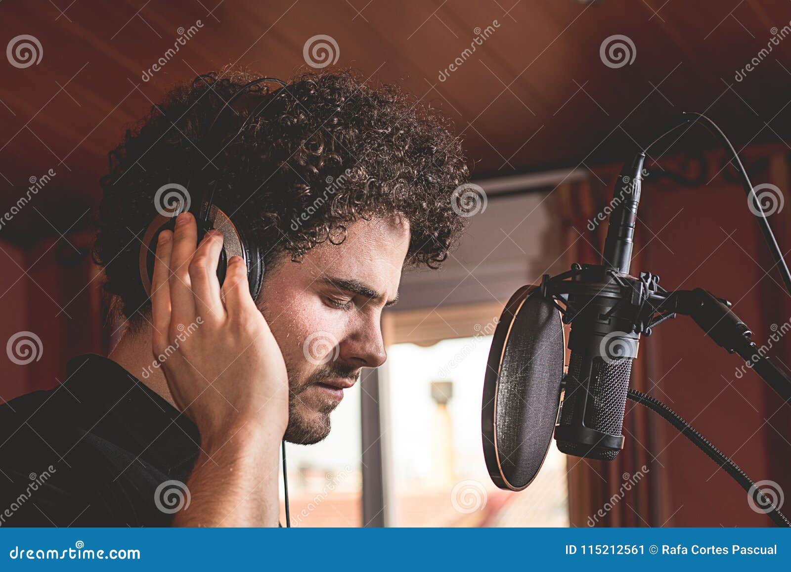 Guy Singing with a Microphone Stock Image - Image of caucasian, cool ...