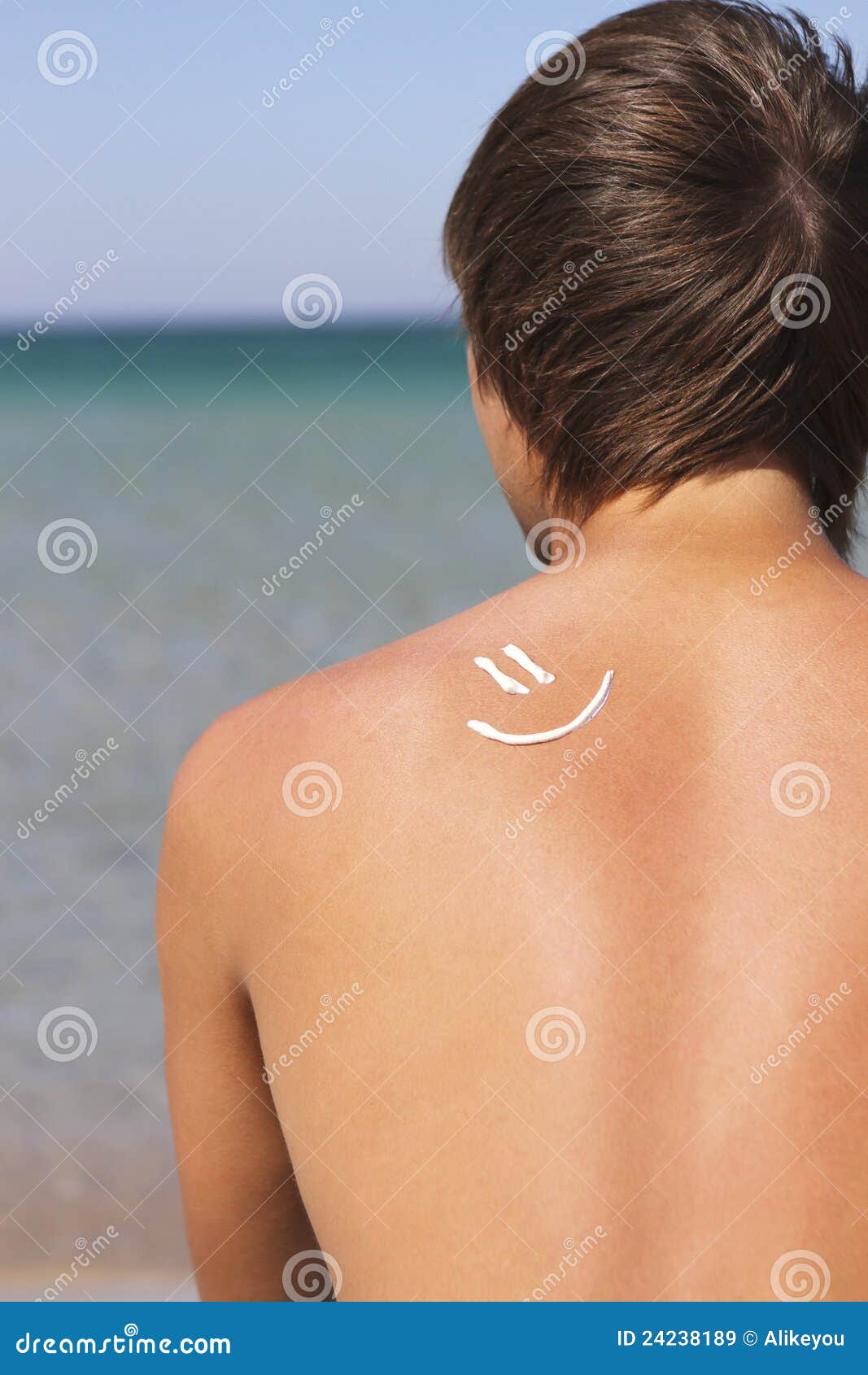 The Guy Sitting on the Beach with a Smiley of Sunscreen on His S Stock ...