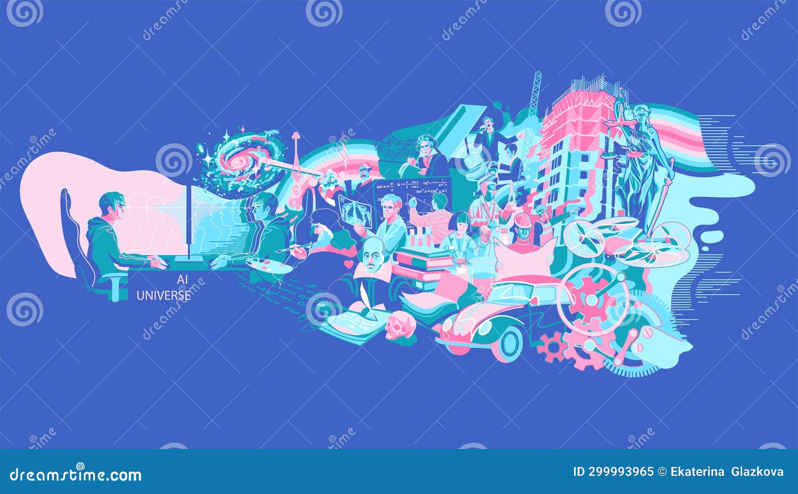 A Guy Sitting at the Computer and the Artificial Intelligence Stock ...