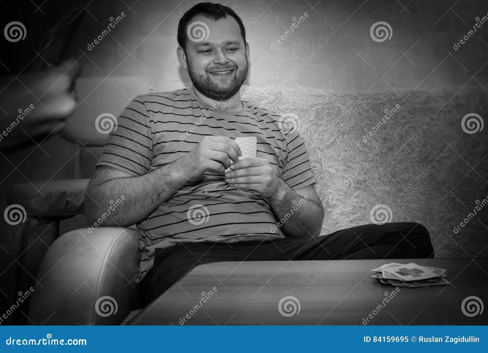 The Guy Sitting with a Deck of Cards Stock Image - Image of gameplay ...