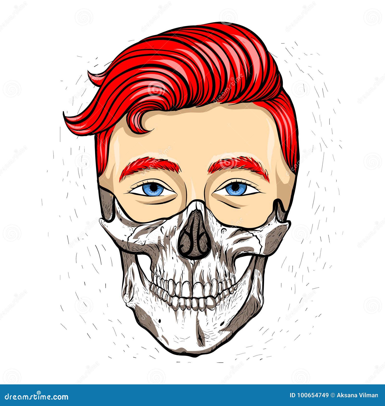 Guy and skull. stock vector. Illustration of bone, halloween - 100654749