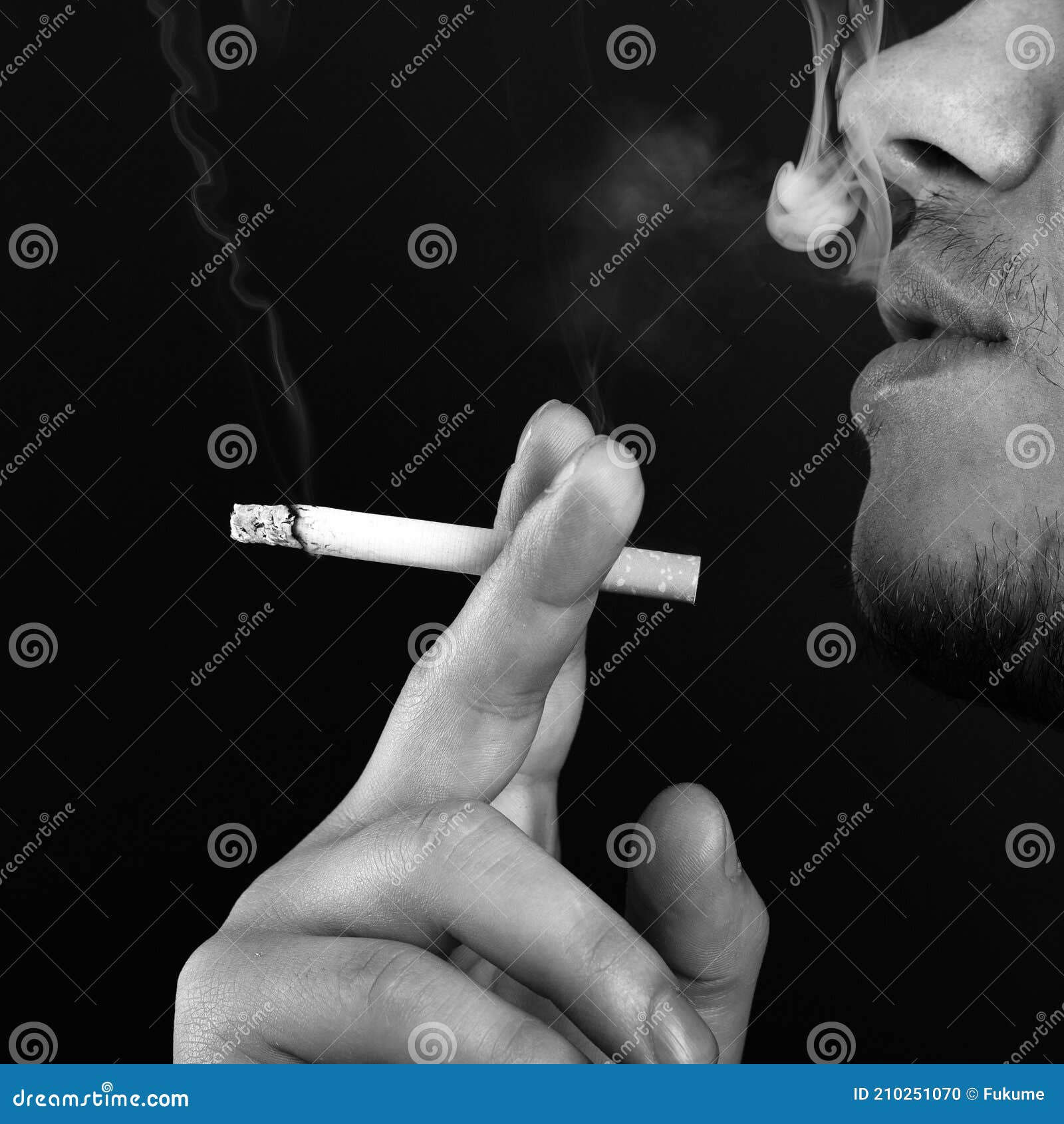 A Guy in a Smoke Smoking a Cigarette Monochrome Stock Photo - Image of ...