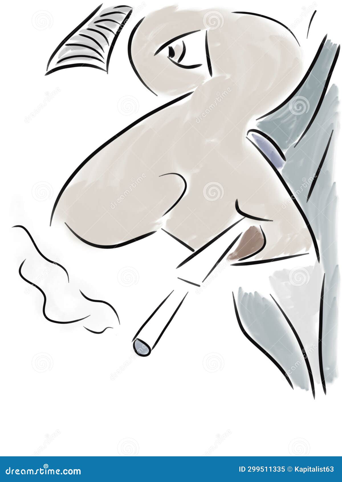 Guy Smoker Friendly Sketch in Gray Tones. Digital Illustration Stock ...