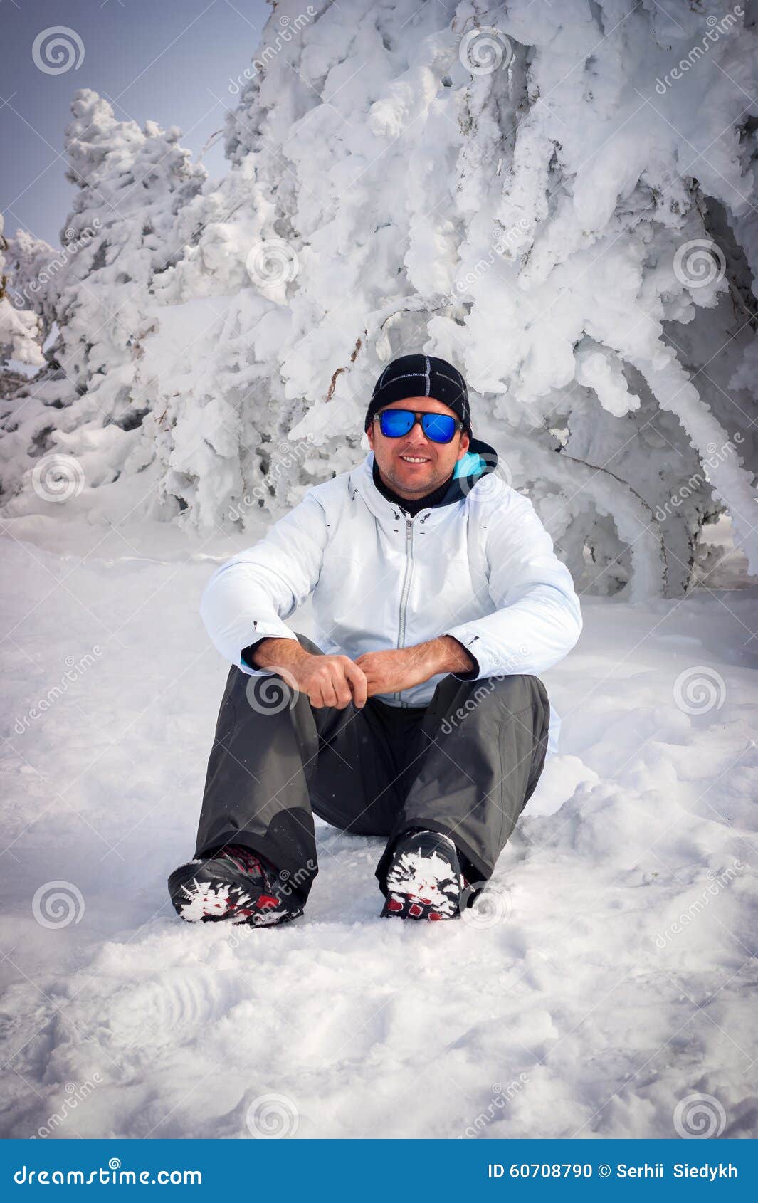 The guy on snow stock photo. Image of freshness, smile - 60708790