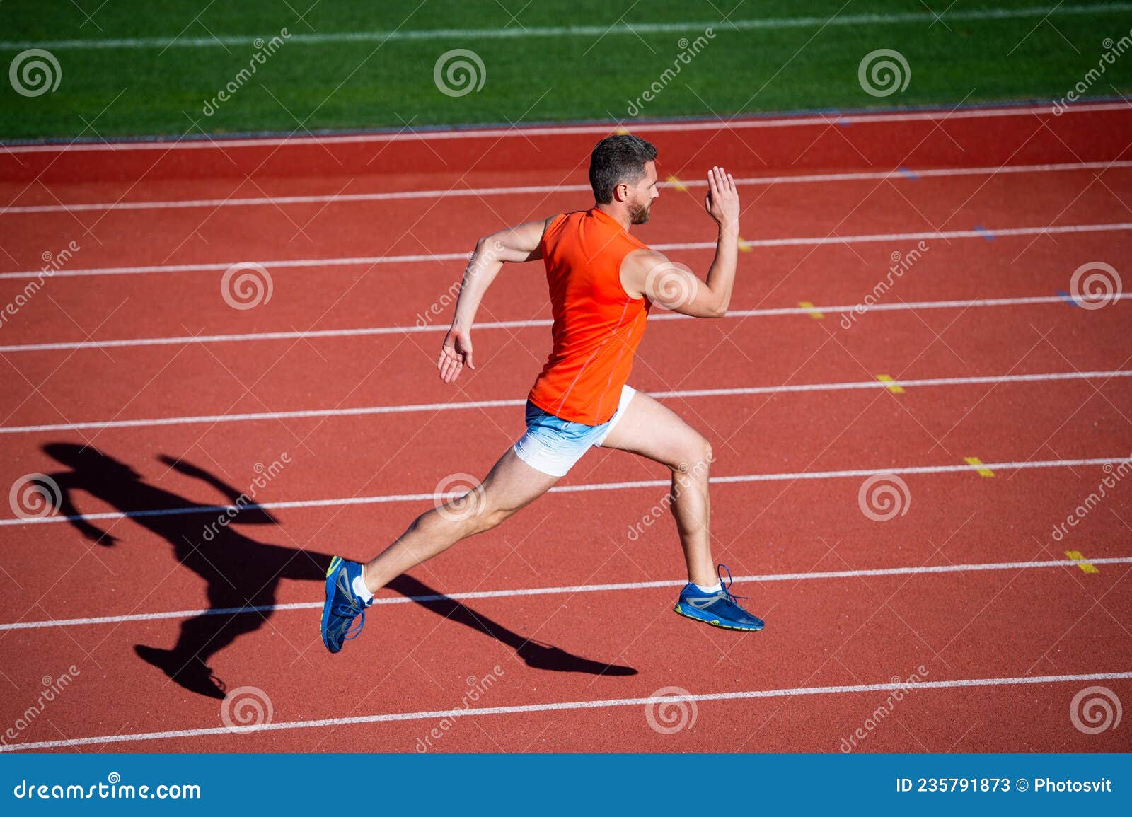 Guy Sprinter Running from Start To Finish with Success and Speed ...