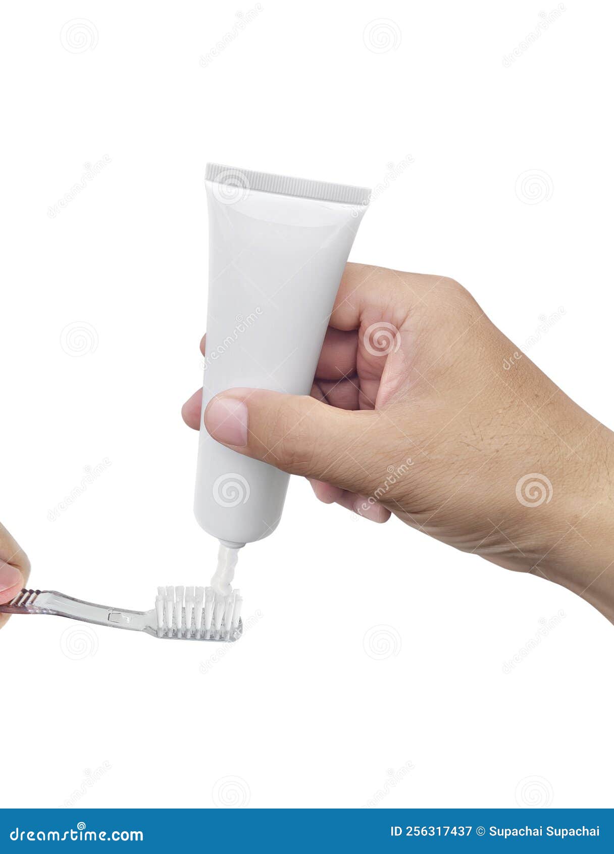 The Guy Squeezes Toothpaste on the Toothbrush Stock Image - Image of ...