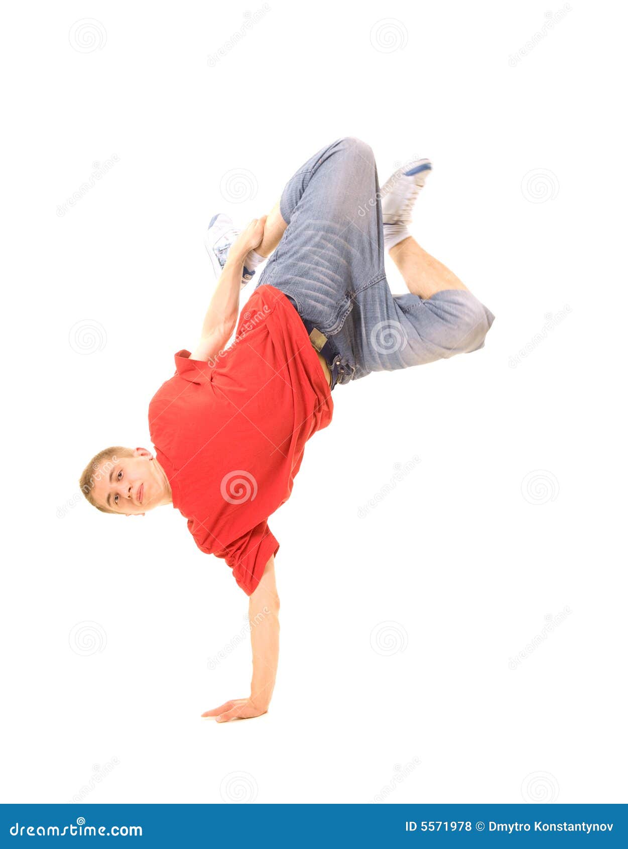 Guy standing on one hand stock photo. Image of style, casual - 5571978