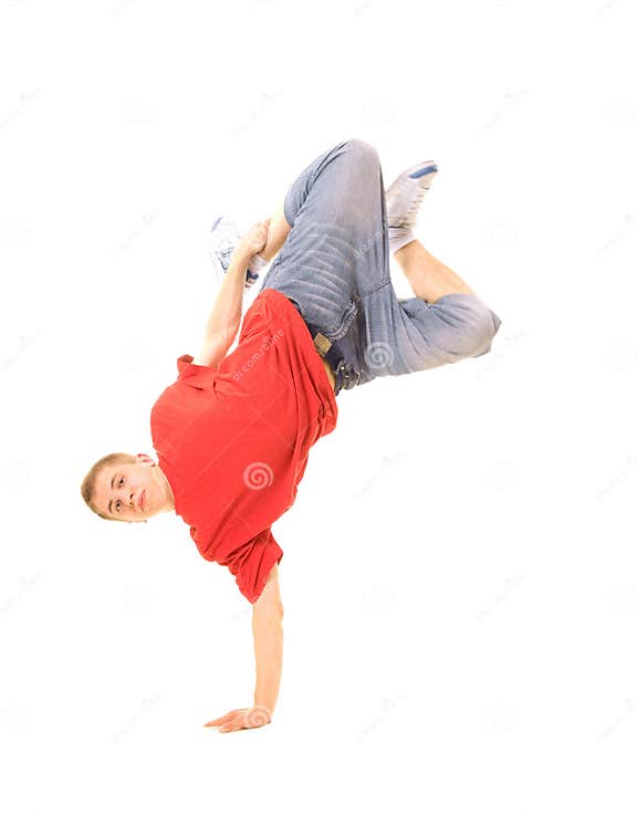 Guy standing on one hand stock photo. Image of style, casual - 5571978