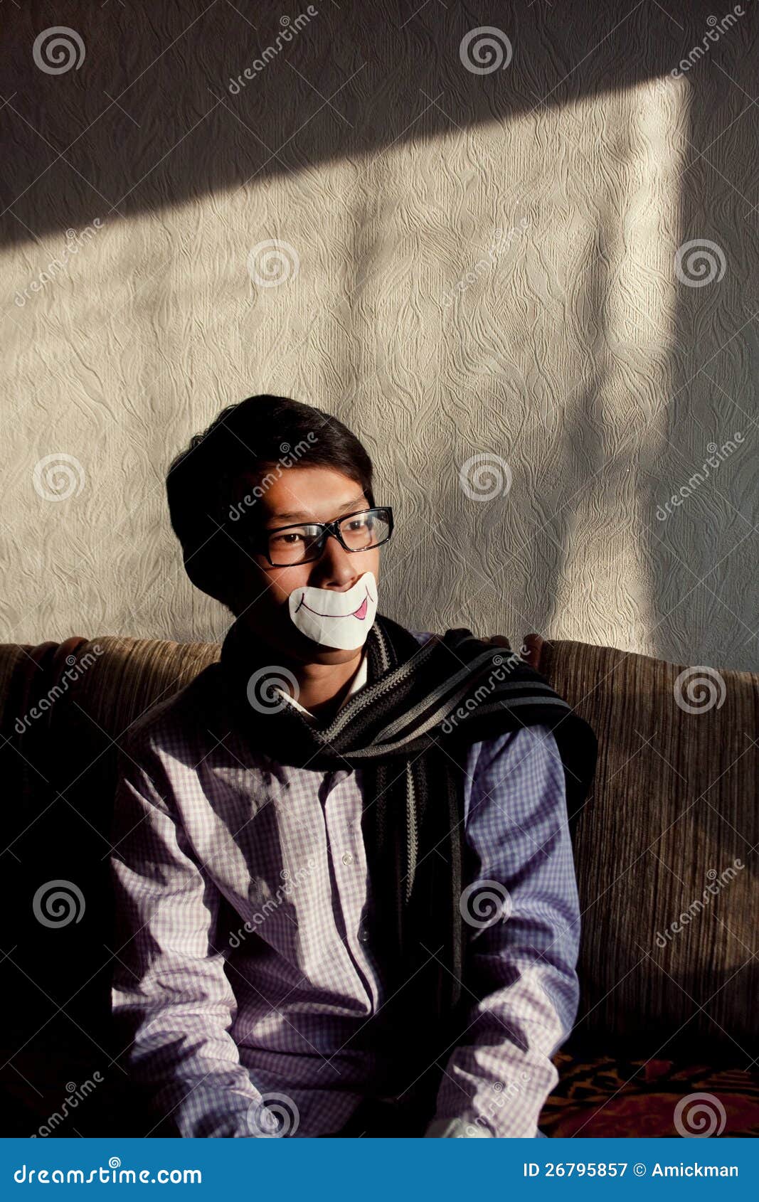 The guy with a sticker stock image. Image of handsome - 26795857