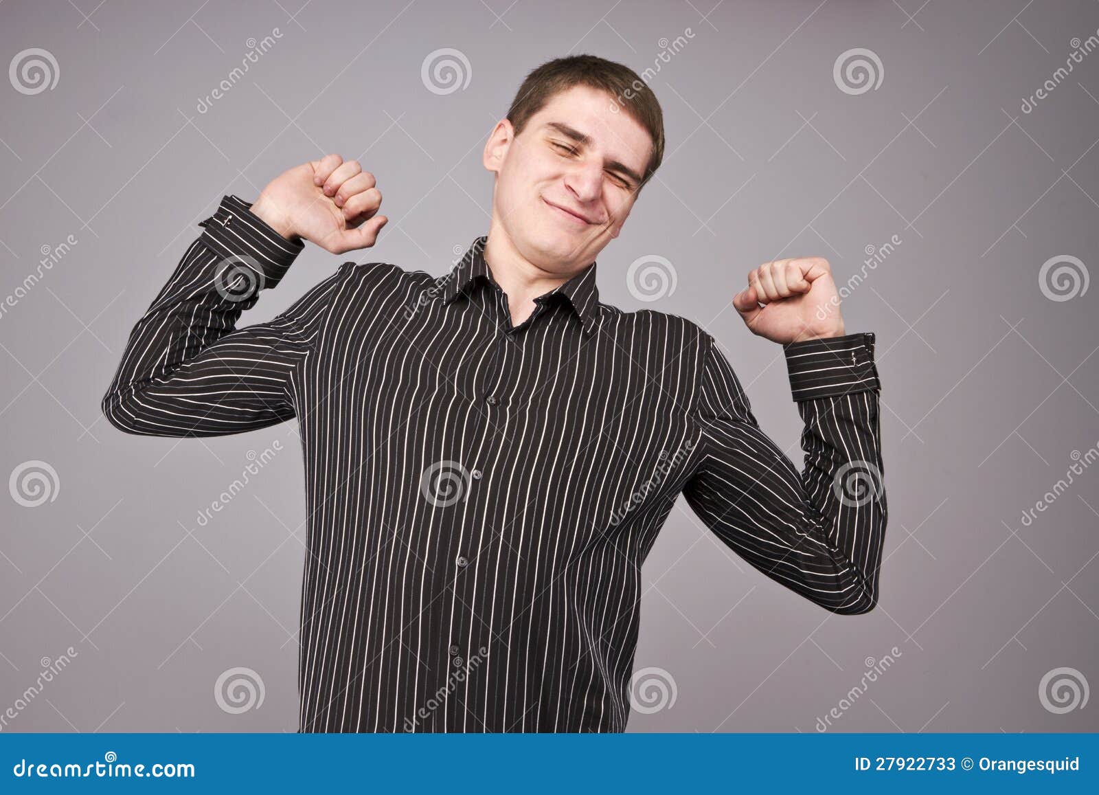 Guy stretches. stock image. Image of radosnym, happy - 27922733