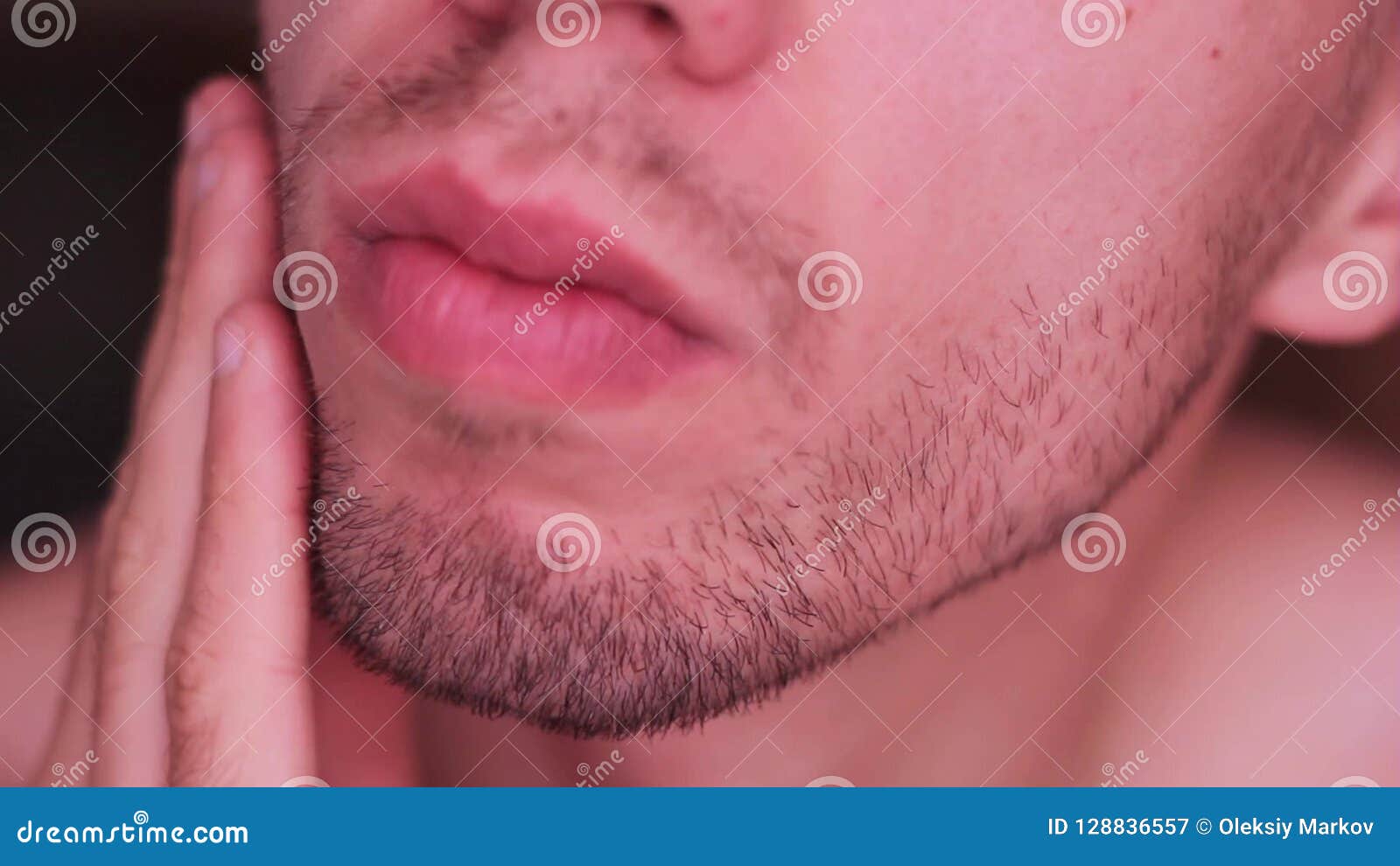 Guy Stroking His Beard Close-up Stock Video - Video of face, brown ...