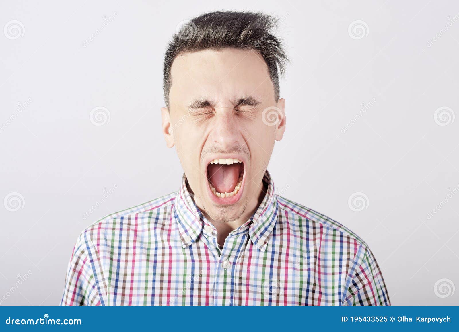 Guy Student Shouts Loudly on White Background Stock Image - Image of ...