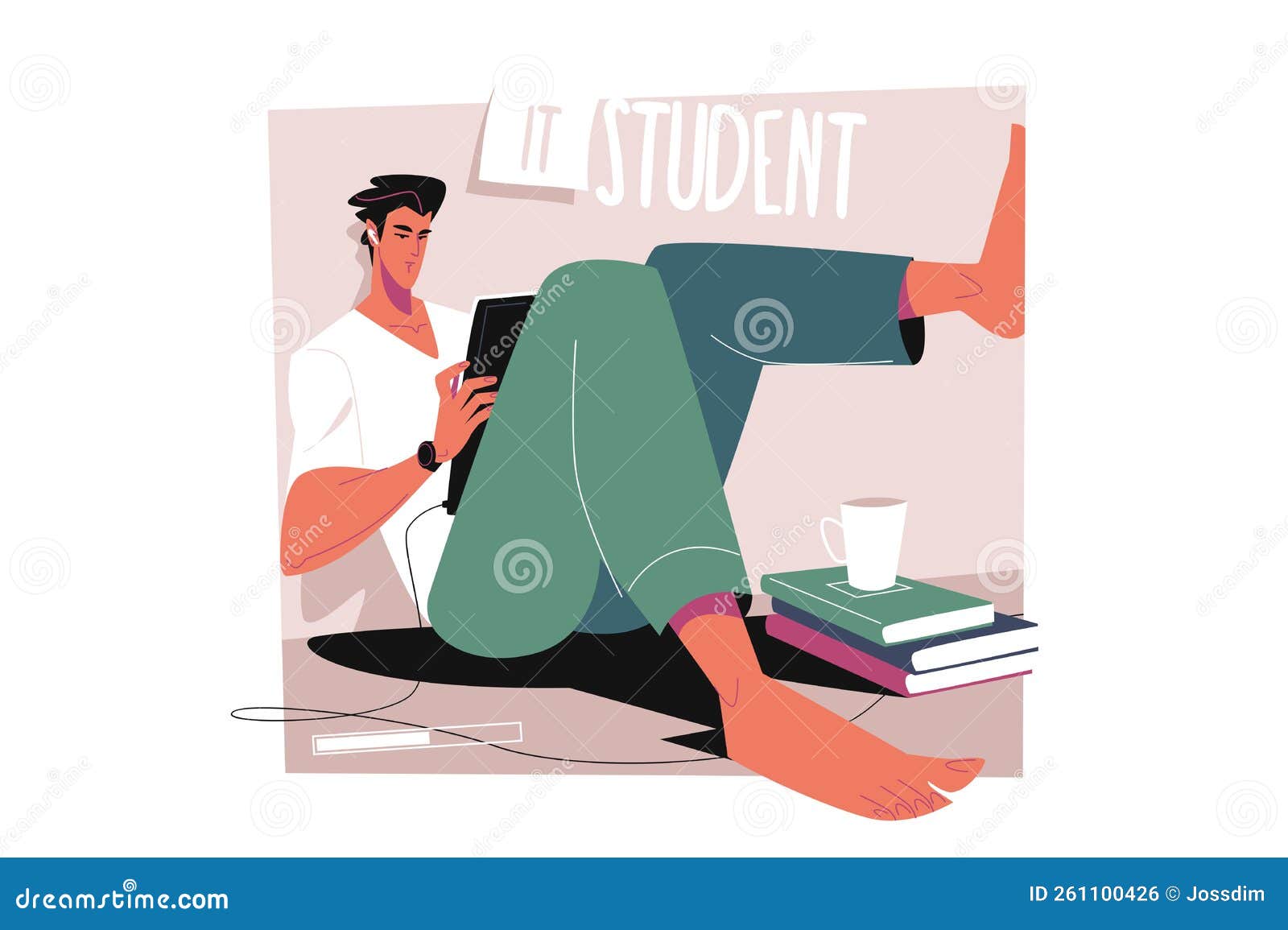 Guy Studying before College Exams Stock Vector - Illustration of work ...