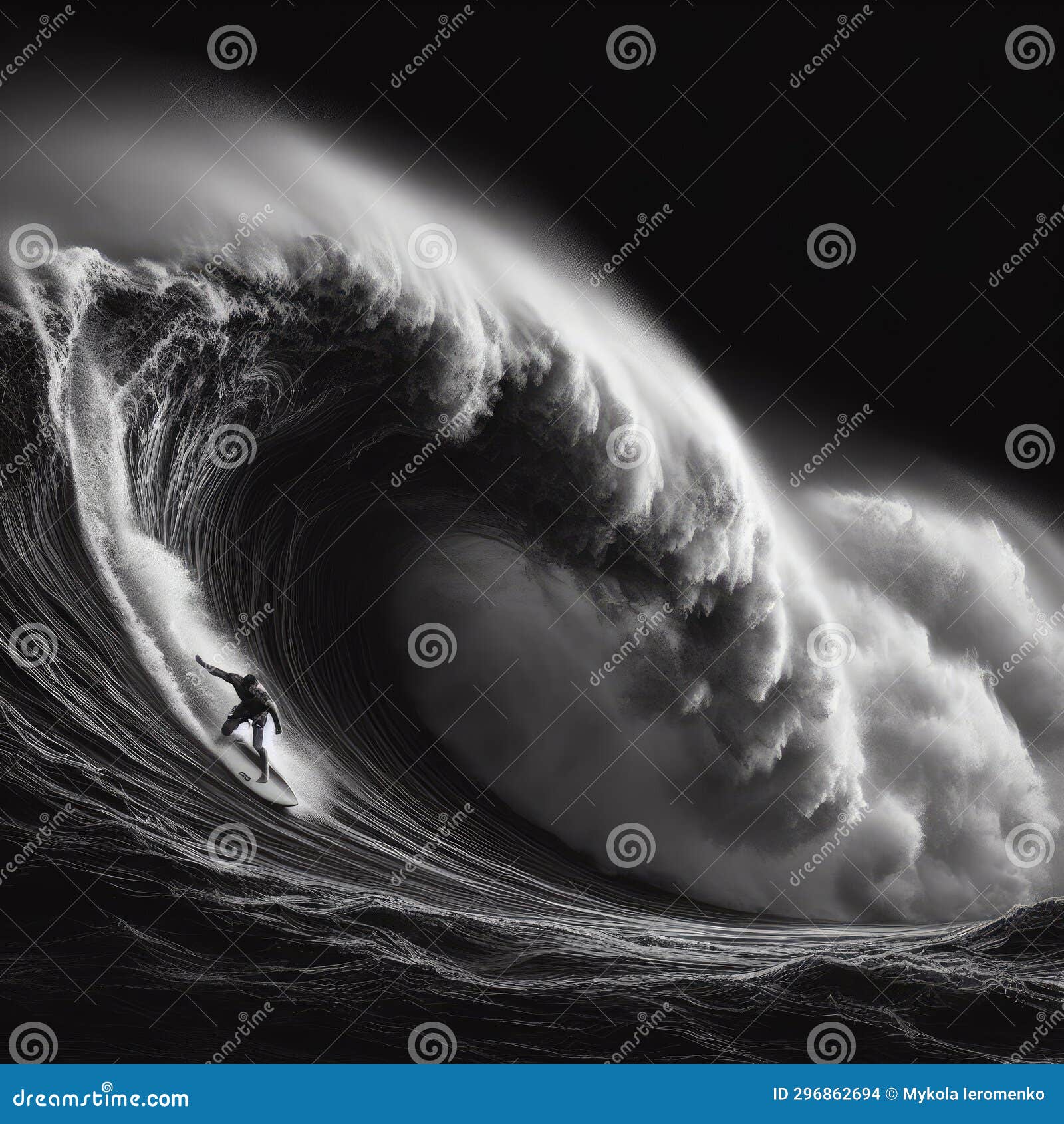 A Guy on a Surfboard Riding Big Waves. Stock Illustration ...