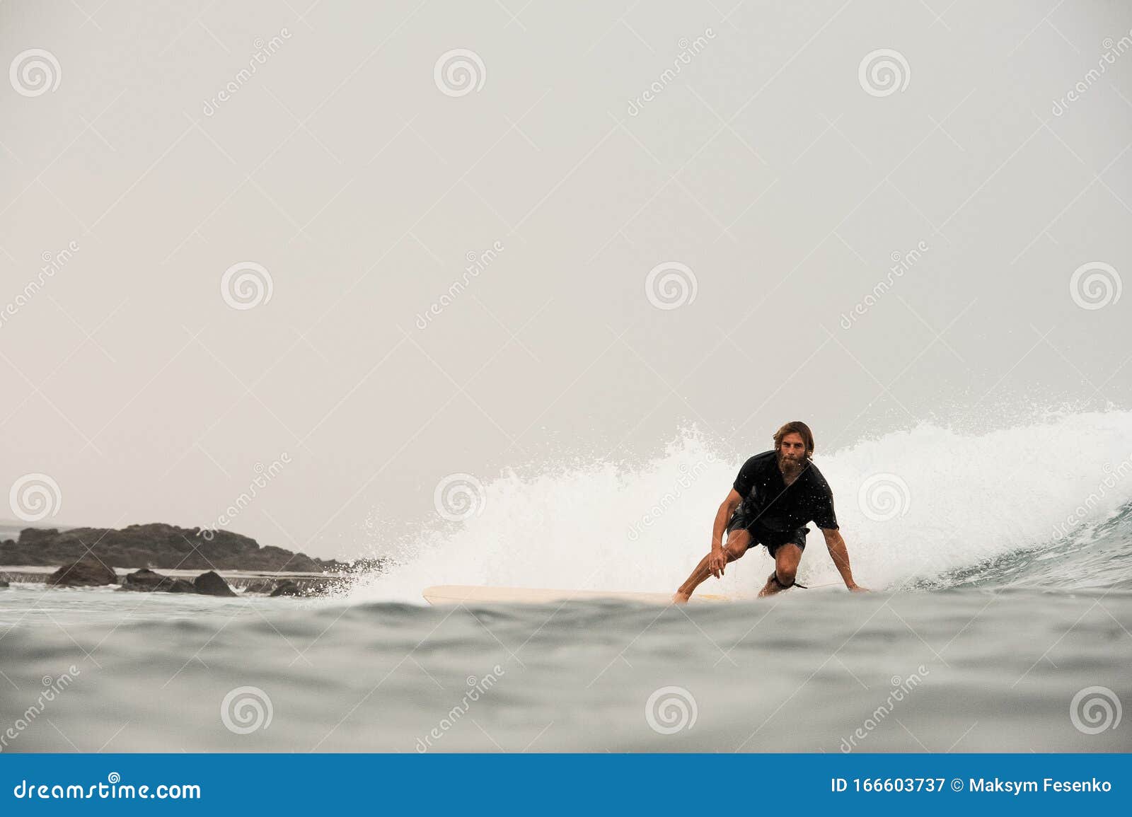 Guy Surfing the Wave in the Sea Stock Image - Image of human, blue ...