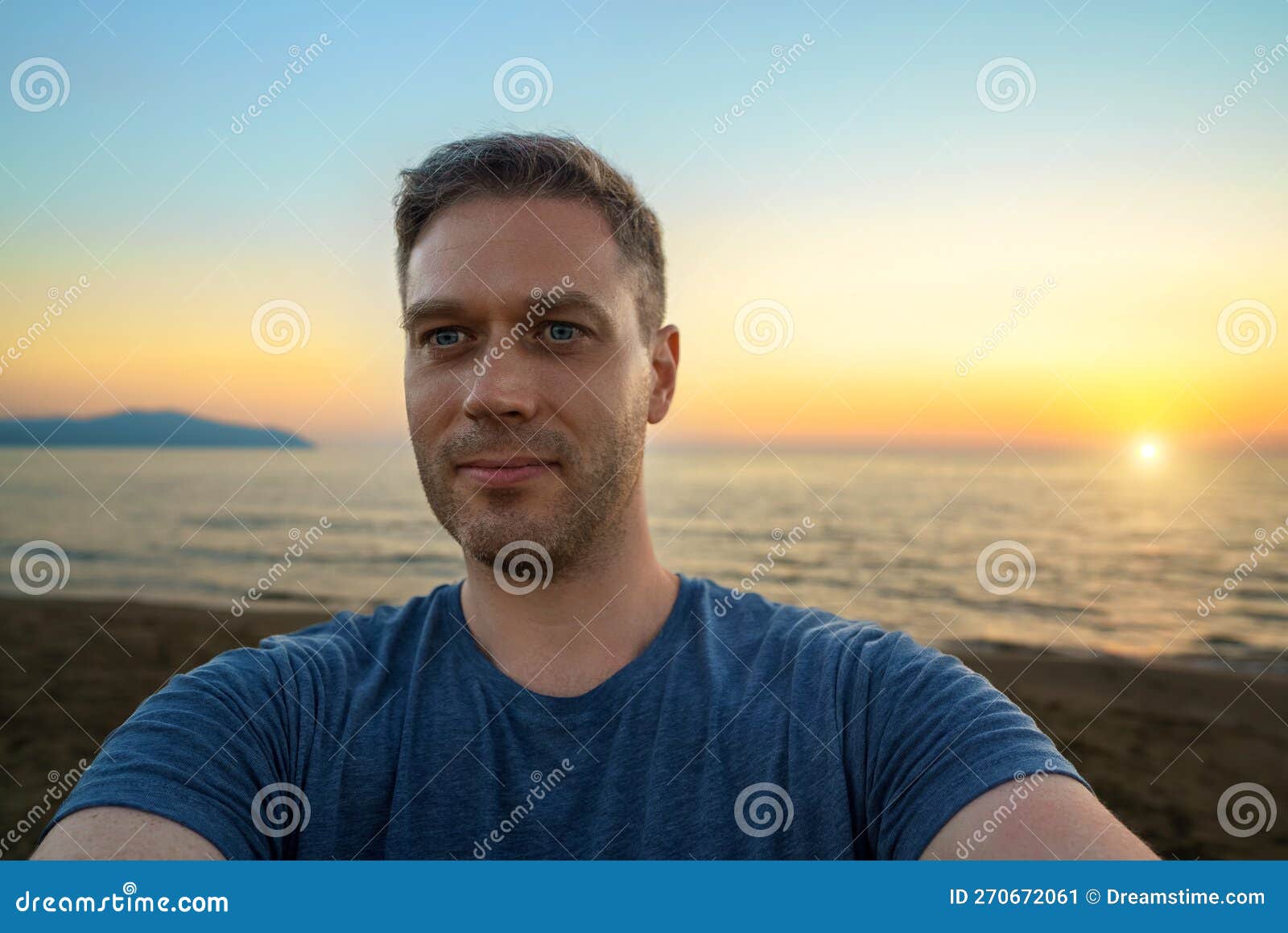 Guy Taking Selfie at Sunset Stock Image - Image of sunrise, outside ...