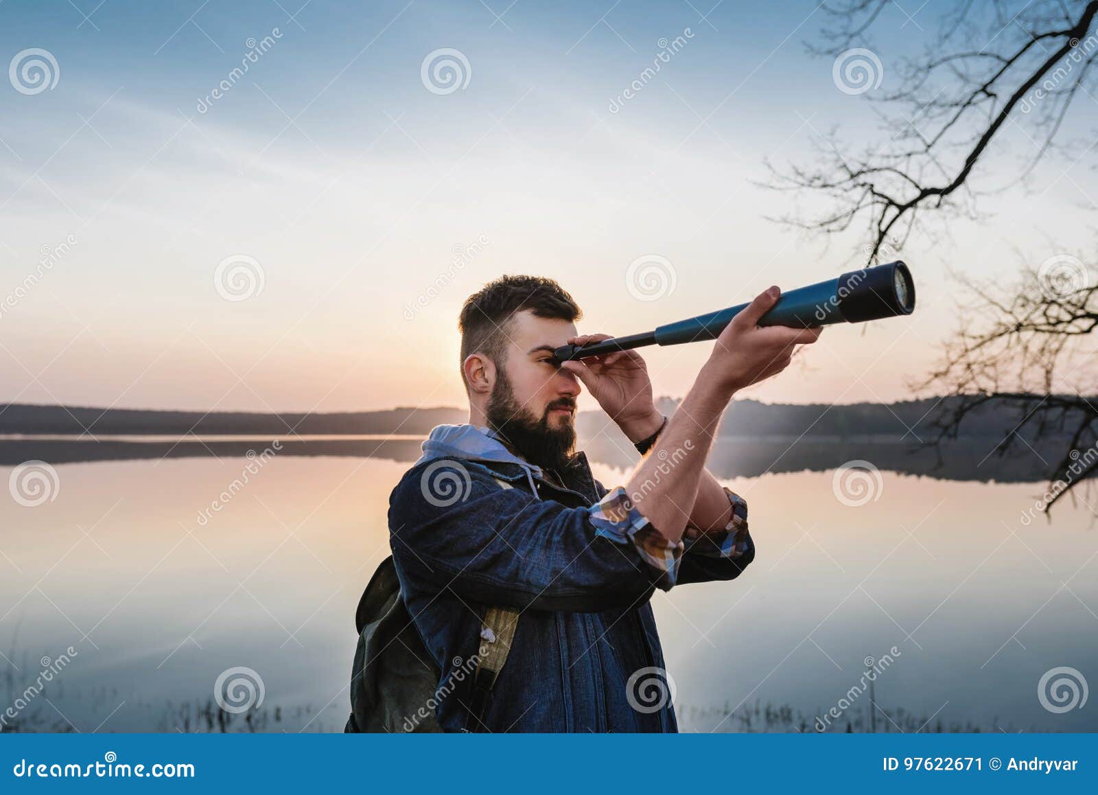 A Guy with a Telescope for Nature... Stock Image - Image of natural ...
