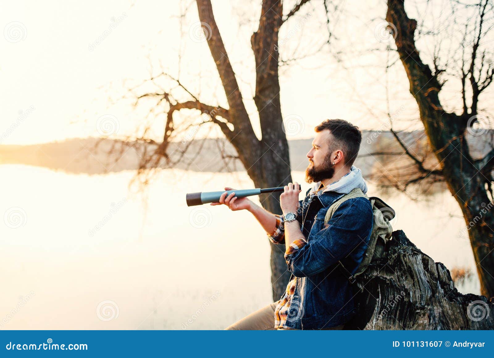 A Guy with a Telescope for Nature... Stock Image - Image of chinese ...