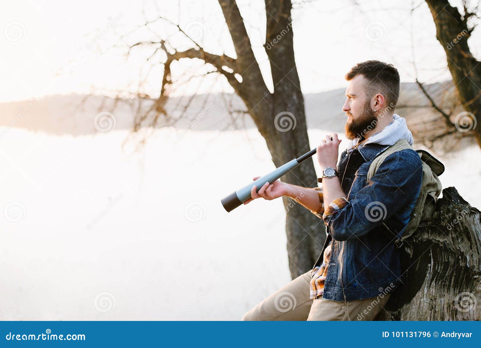 A Guy with a Telescope for Nature... Stock Photo - Image of exploration ...