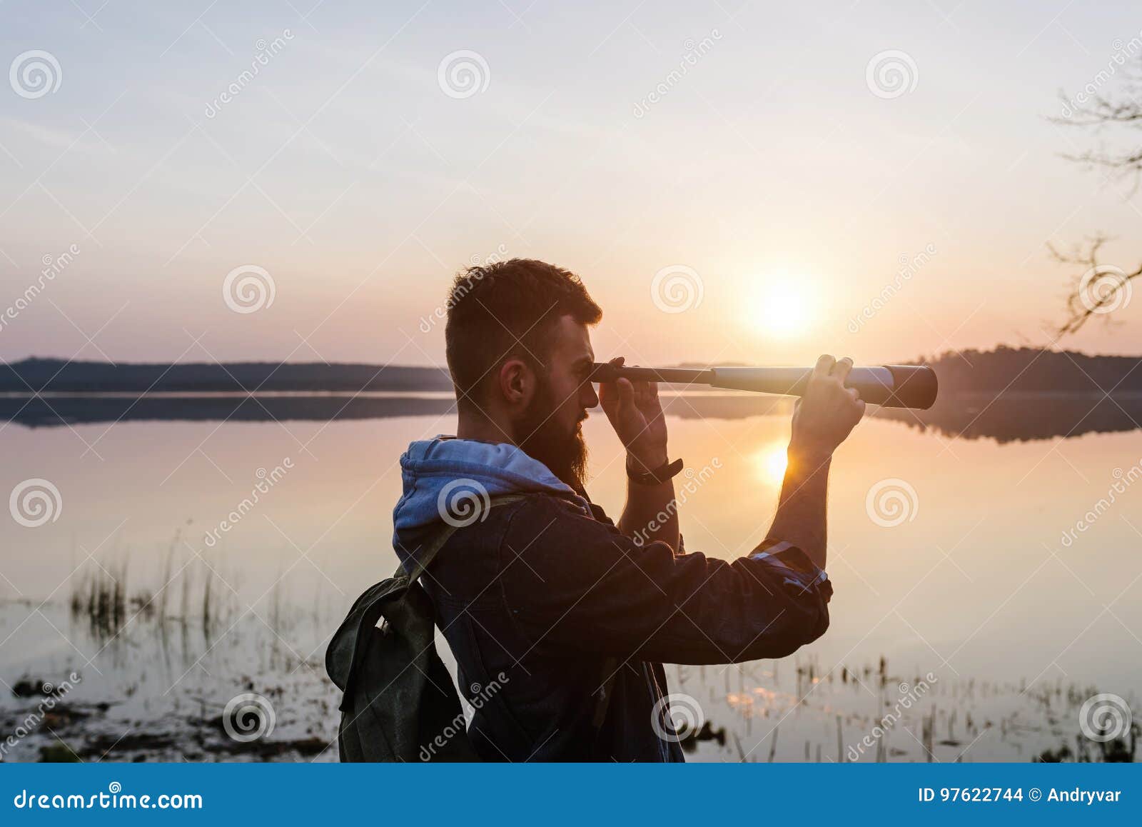 A Guy with a Telescope for Nature... Stock Photo - Image of ...
