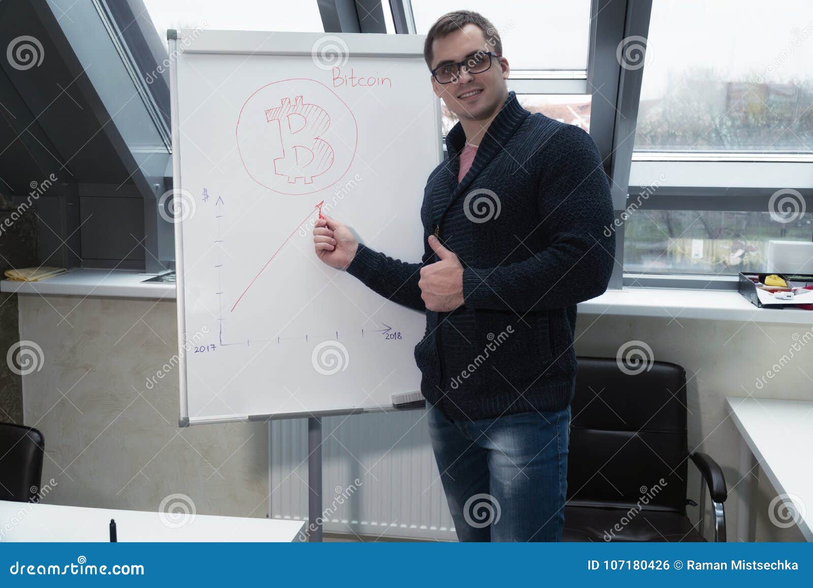 The Guy Tells about the Insane Growth of Bitcoin Stock Photo - Image of ...