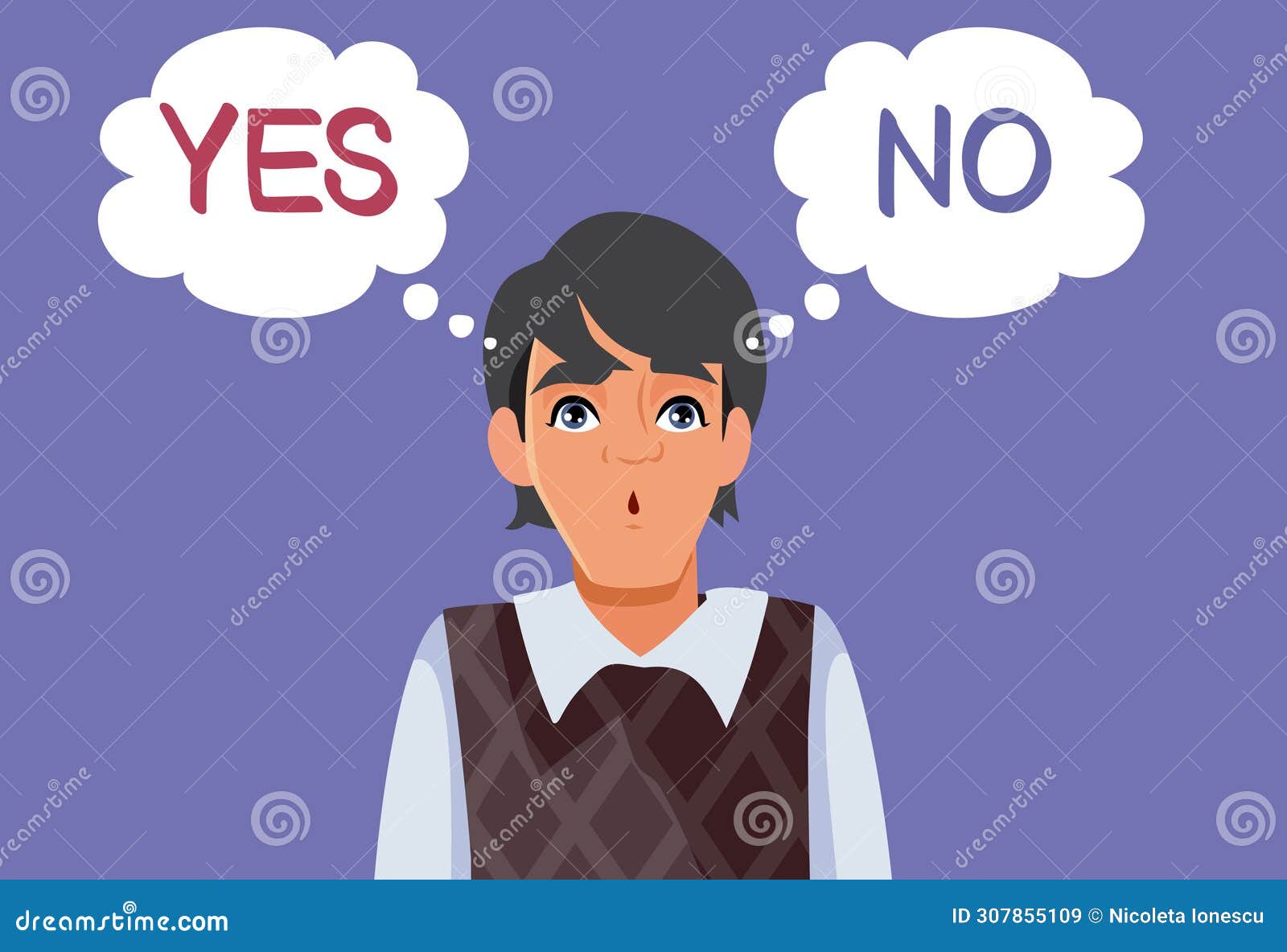 Man Deciding in a Simple Yes or No Problem Vector Illustration Stock ...