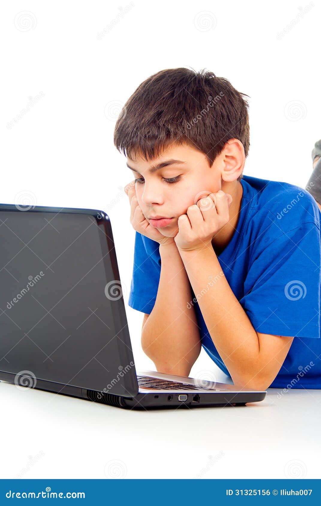 Guy Tired of Working at a Laptop Stock Photo - Image of little, cute ...