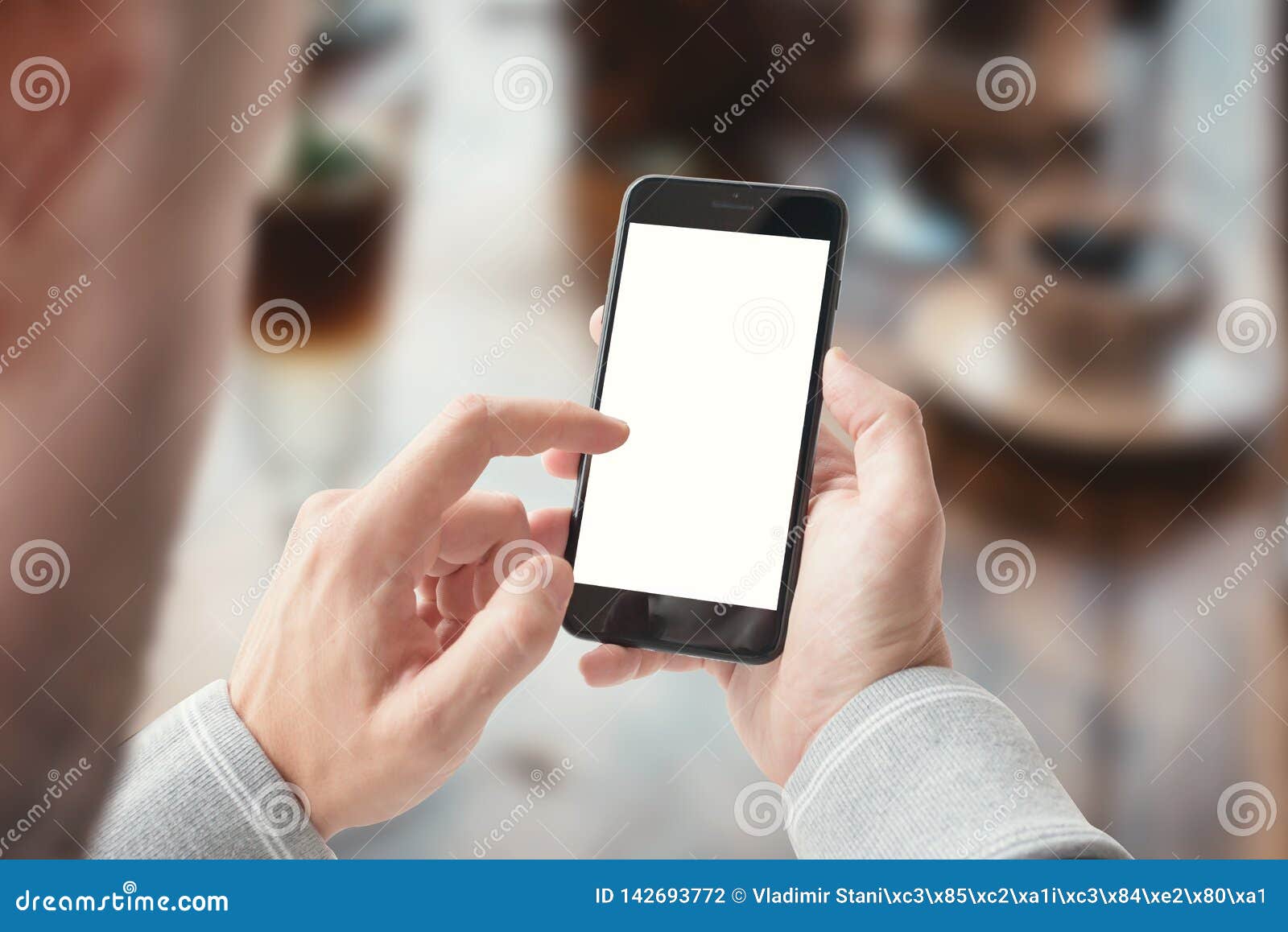 Guy Touch Isolated Smart Phone Screen. App Presentation Concept Stock ...
