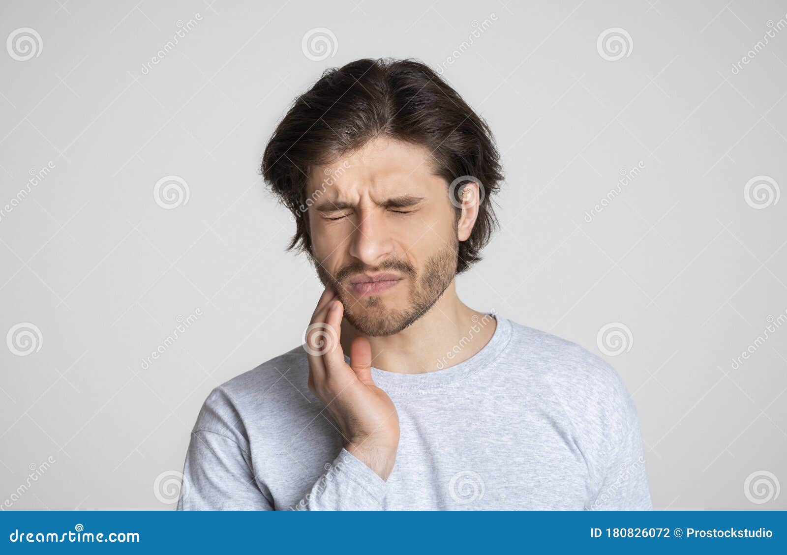Guy Touching Face. Man Feeling Strong Dental Problems Stock Photo ...