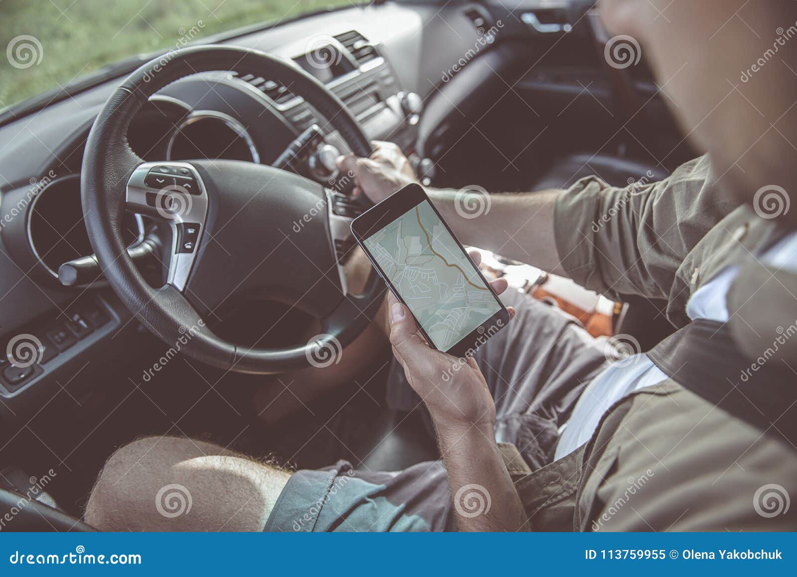 Guy is Using Direction-finder on Mobile Phone Stock Image - Image of ...