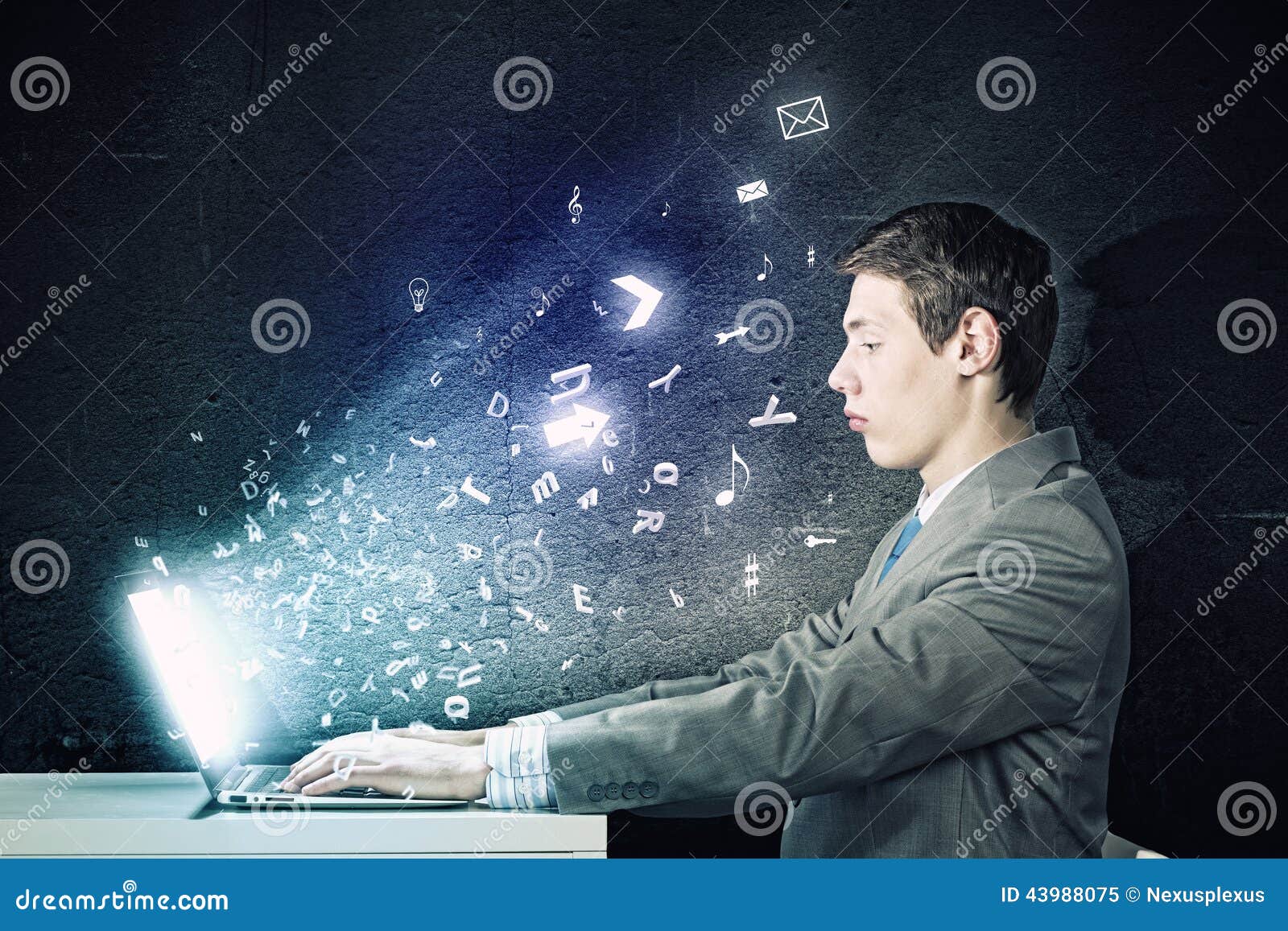 Guy using laptop stock image. Image of look, laptop, occupation - 43988075